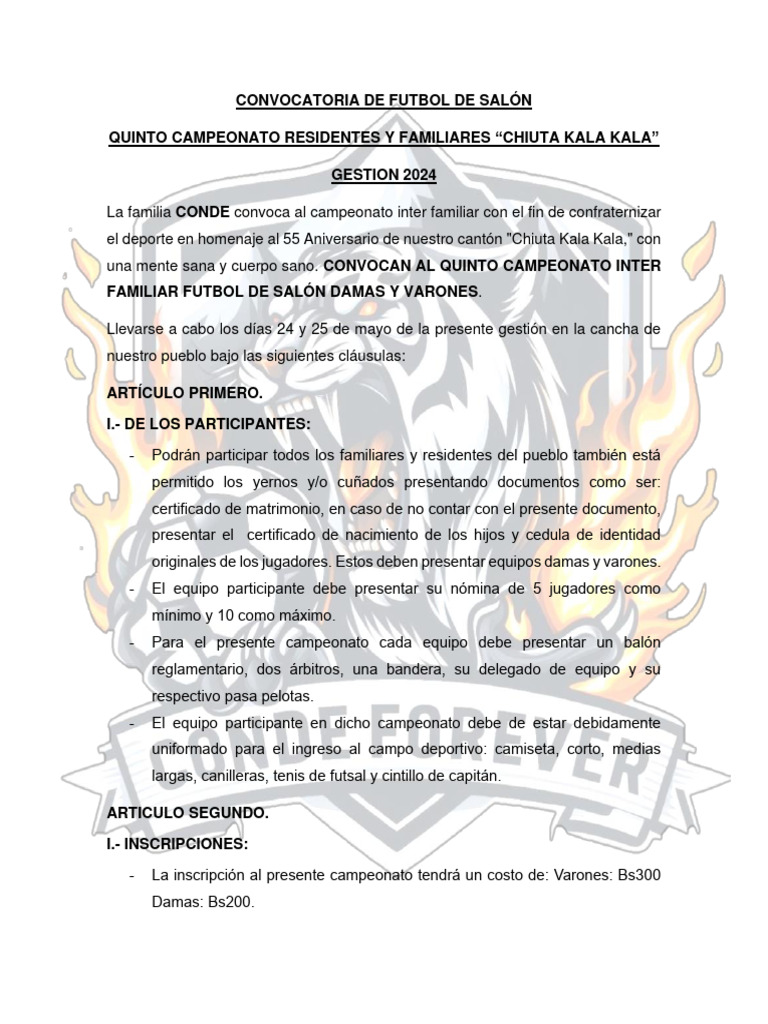 Campeonato Familiar de Fútbol 2024 | PDF | Asociación de Futbol | Deportes
