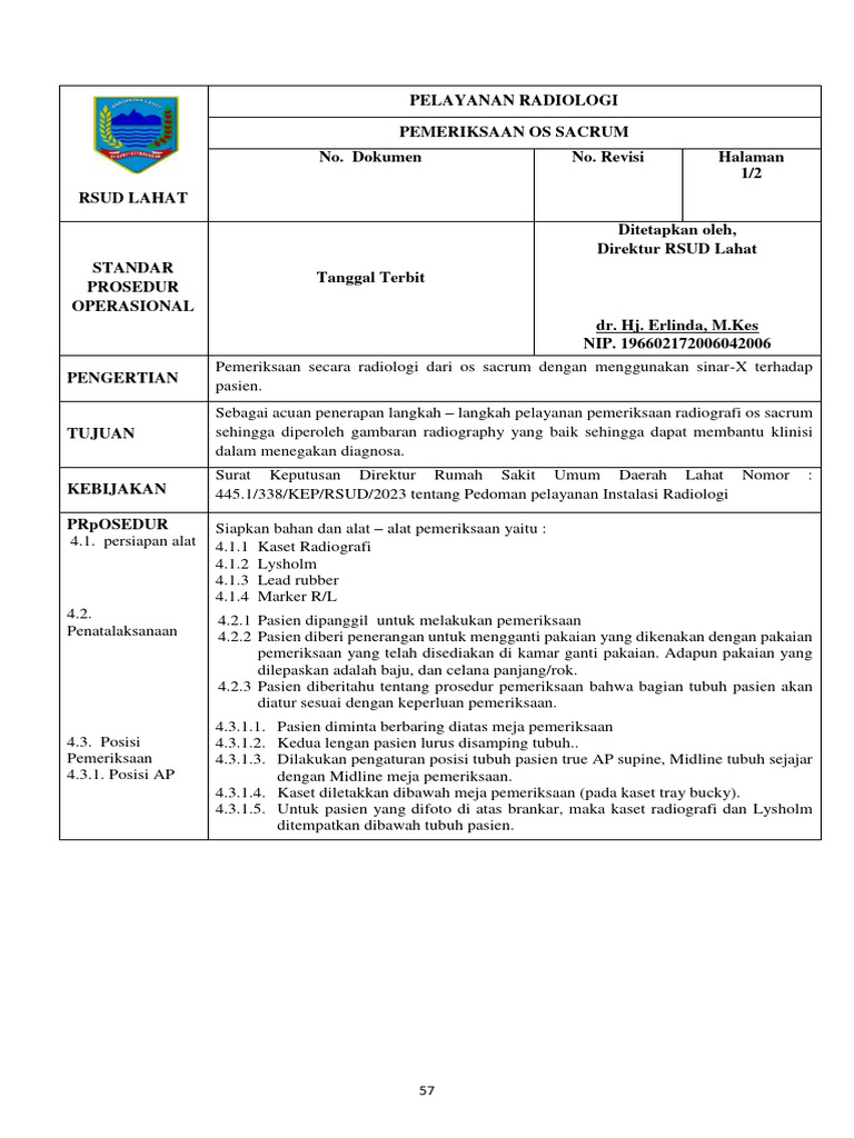 Spo 028 Protap Pemeriksaan Os Sacrum Ok | PDF
