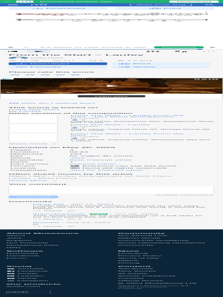 From The Start - Laufey: Download Print | PDF | Saxophone | Sheet Music