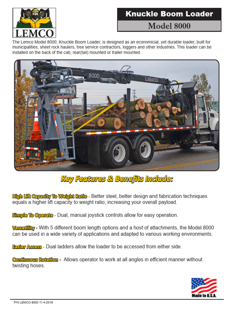 Lemco Model 8000 Truck Mounted Loader Specifications SB 11 4 19 | PDF ...