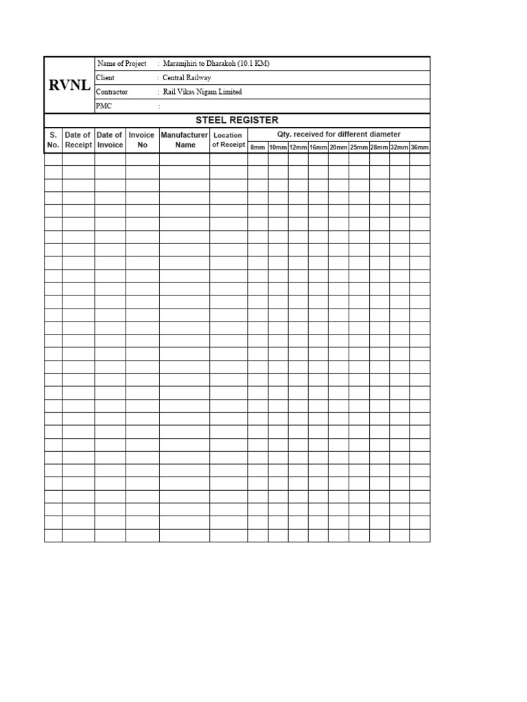 Steel Register Format | PDF