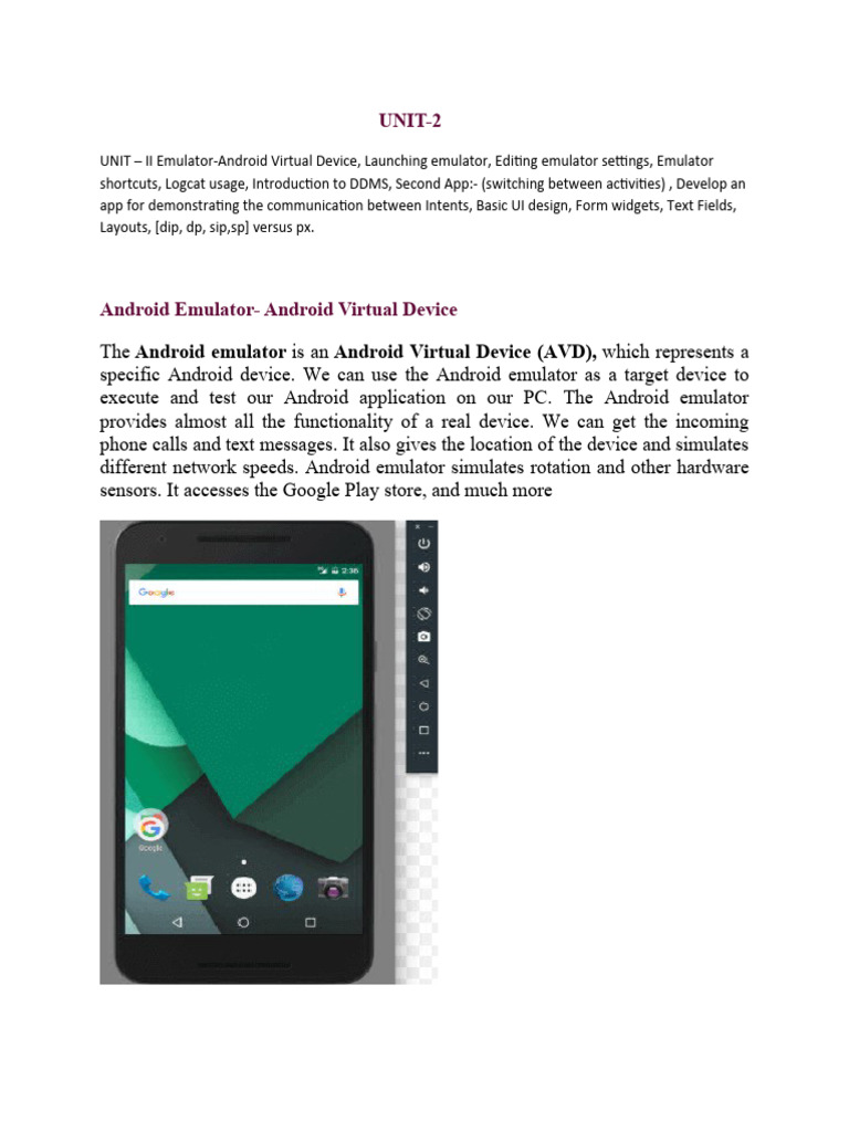 Android Emulator Unit2 | PDF | Android (Operating System) | Pixel