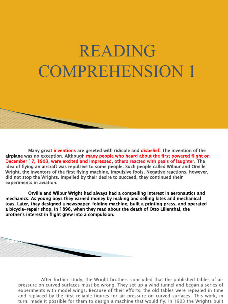 Meeting14 Reading Comprehension 1-Strategi | PDF | Wright Brothers ...