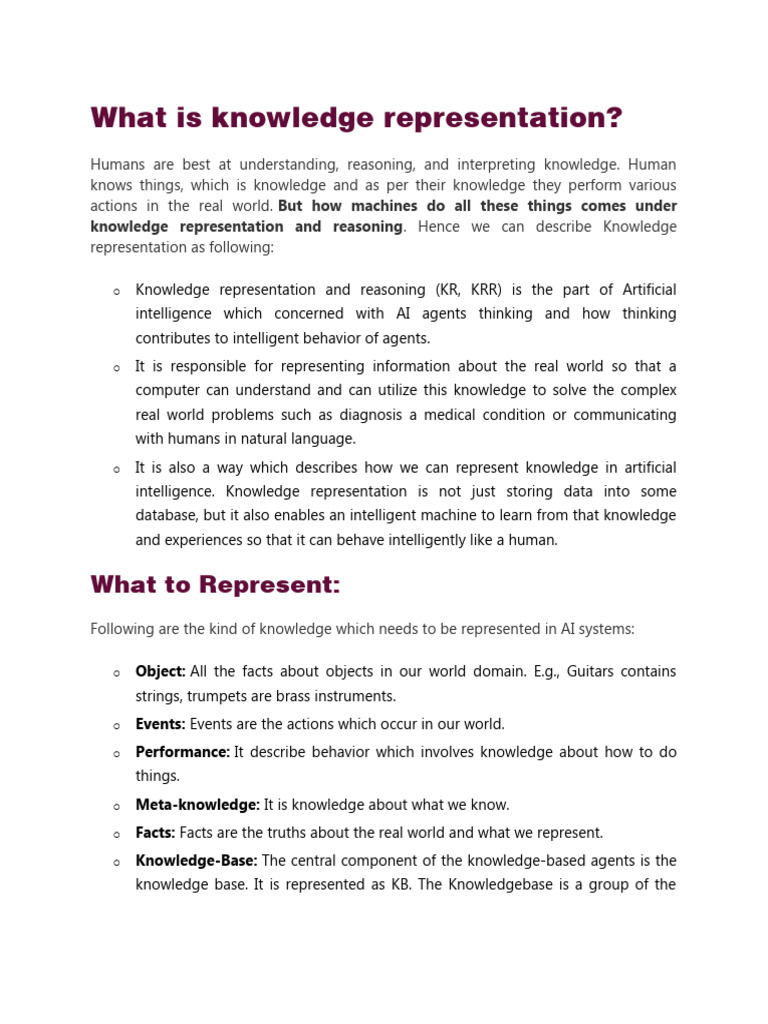 Knowledge Representation (UNIT 2) | PDF | Knowledge Representation And Reasoning | Logic