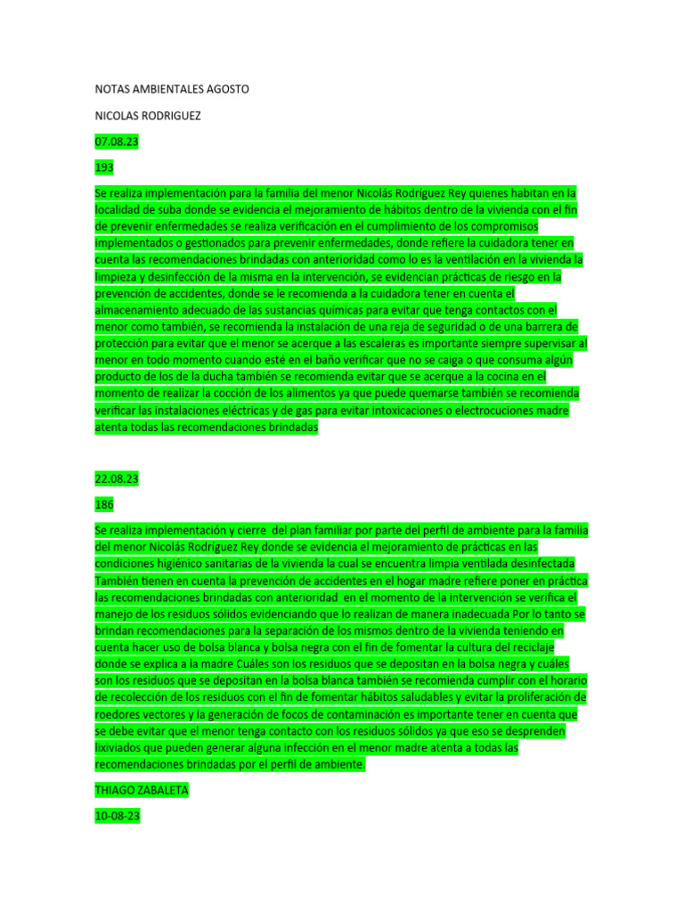 Notas Ambientales Agosto Completas | PDF | Alimentos | Residuos