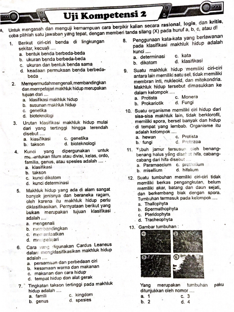 Latihan Soal Klasifikasi Makhluk Hidup Kelas 7 | PDF