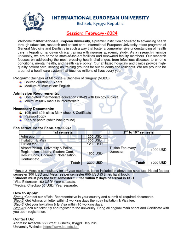 IEU Fee Structure, March-2024 | PDF | Health Care | Bachelor's Degree