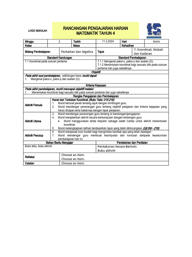Koordinat, Nisbah, Dan Kadaran | PDF