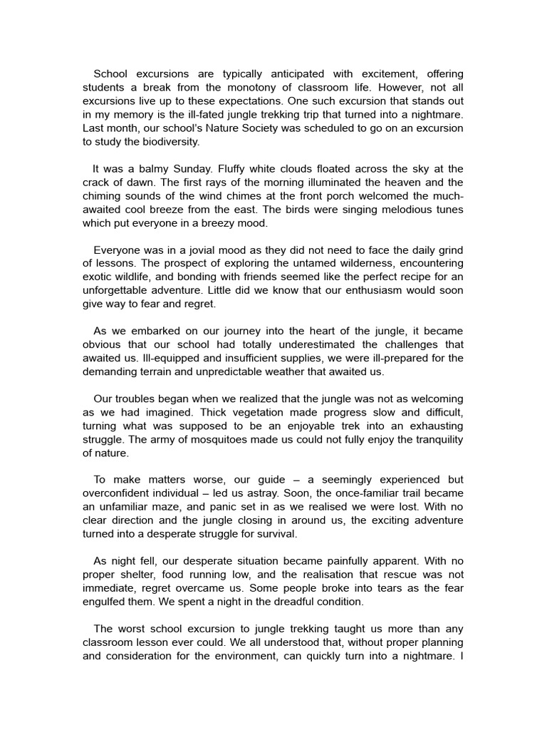 School Excursions Are Typically Anticipated With Excitement | PDF