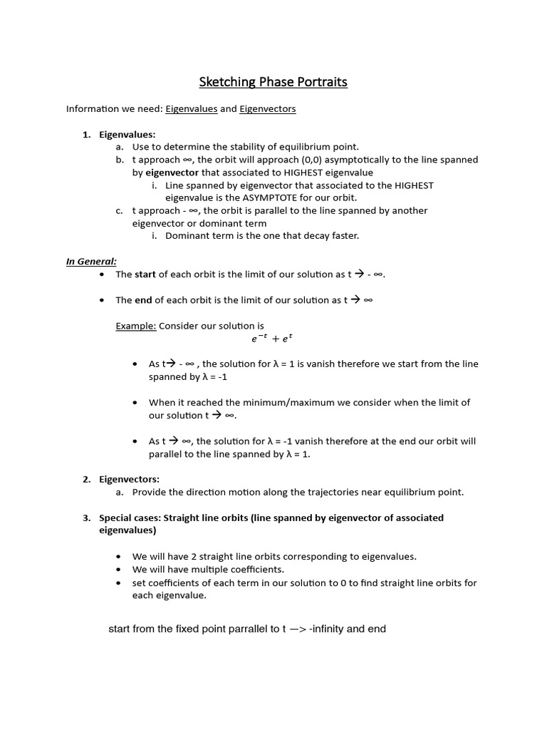 Revision for Phase Portraits | PDF | Eigenvalues And Eigenvectors ...