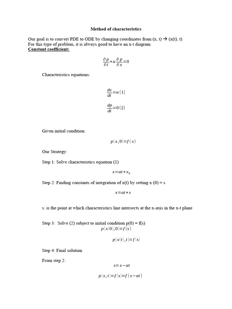 Method of Characteristics: P T P X | PDF | Equations | Differential ...