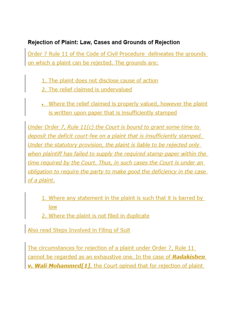 Rejection of Plaint | PDF | Social Science | Law