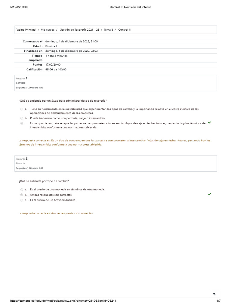 Control II - Revisión Del Intento | PDF | Bancos | Business