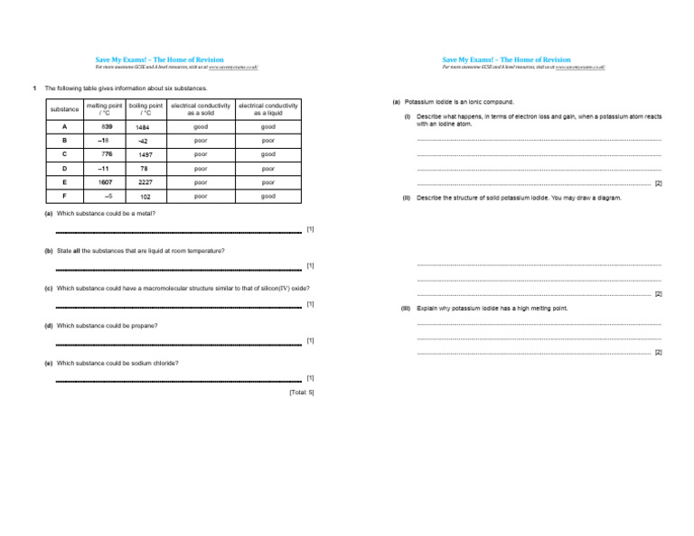 4 1 Atoms Elements And Compounds Qp Igcse Cie Chemistry Extended