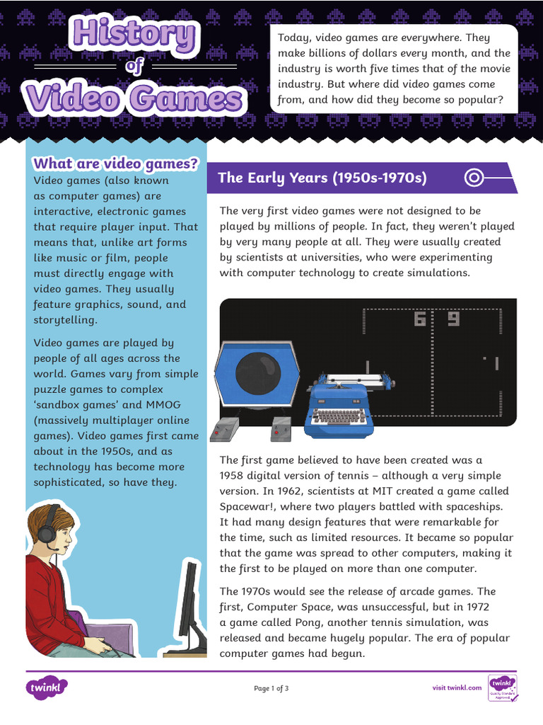 Evolution of Video Games: 1950s-Present | PDF | English As A Second Or ...