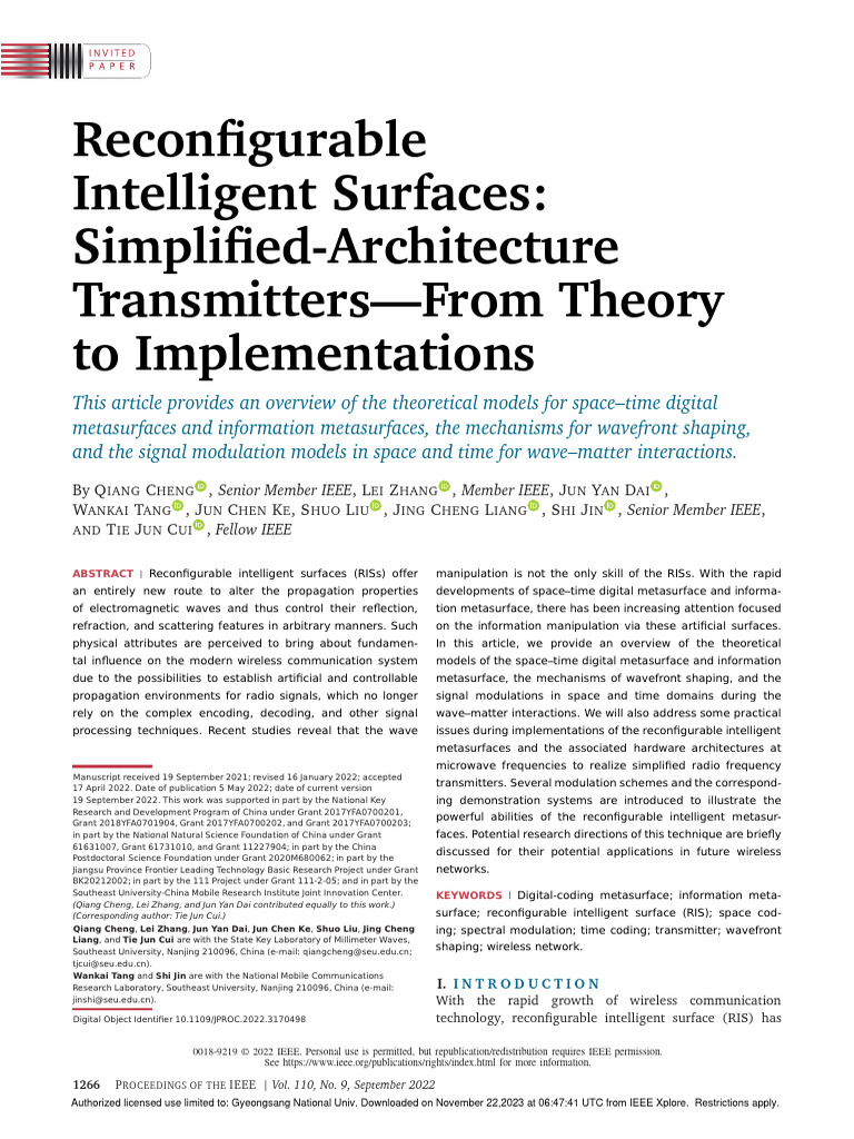 Reconfigurable Intelligent Surfaces Simplified Architecture Transmittersfrom Theory To