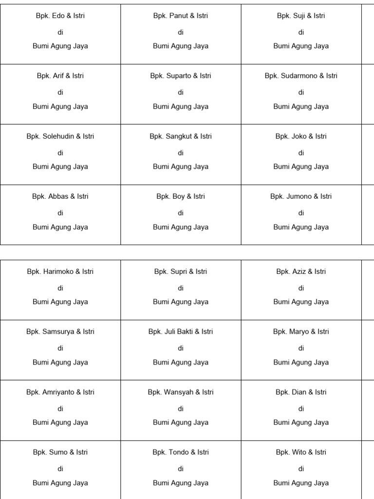 Format Cetak Undangan Di Label 103 | PDF