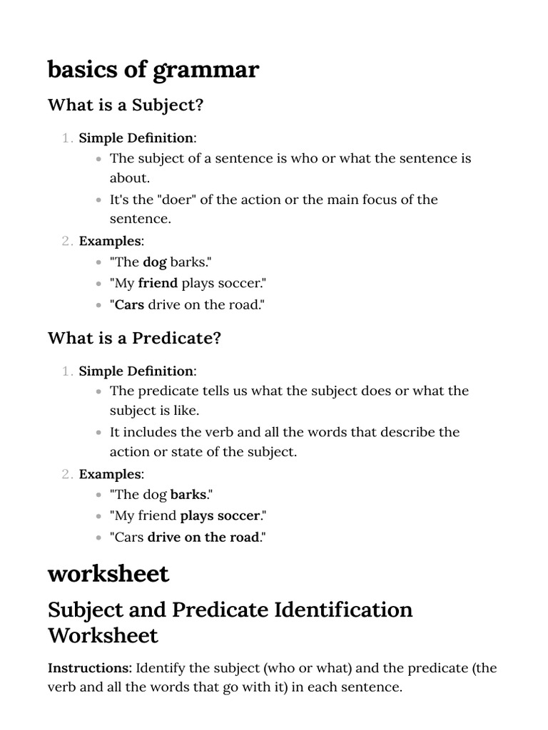 Subject and Predicate | PDF | Subject (Grammar) | Language Mechanics