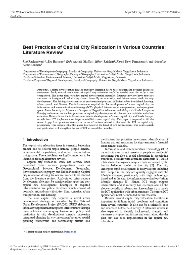 Best Practices of Capital City Relocation in Various Countries ...