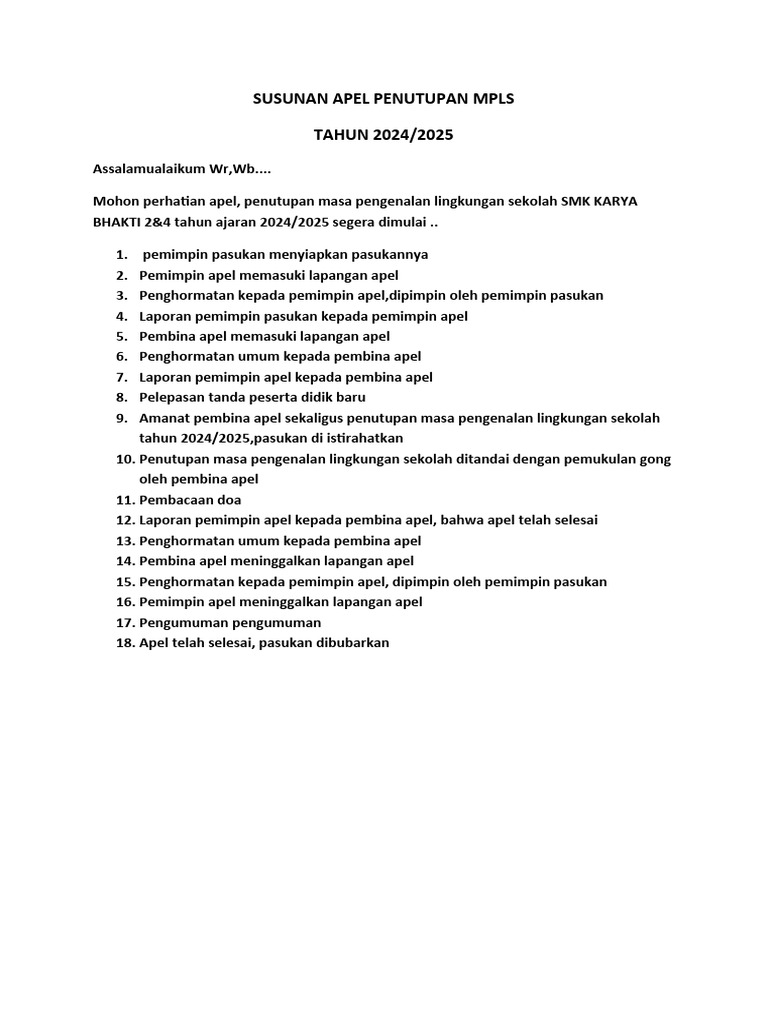 Susunan Apel Penutupan Mpls Baru Pdf