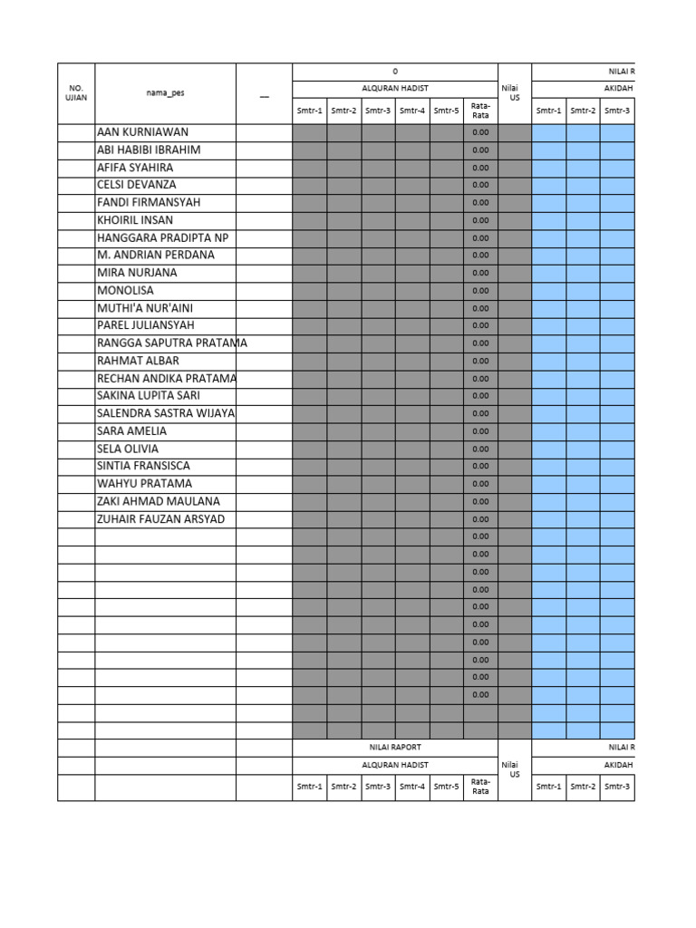 Rekap Nilai Raport Ix D | PDF