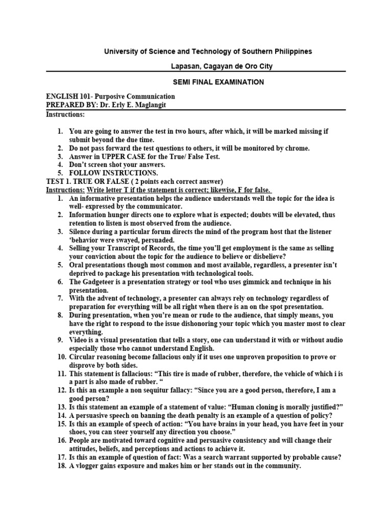 University of Science and Technology of Southern Philippines | PDF ...