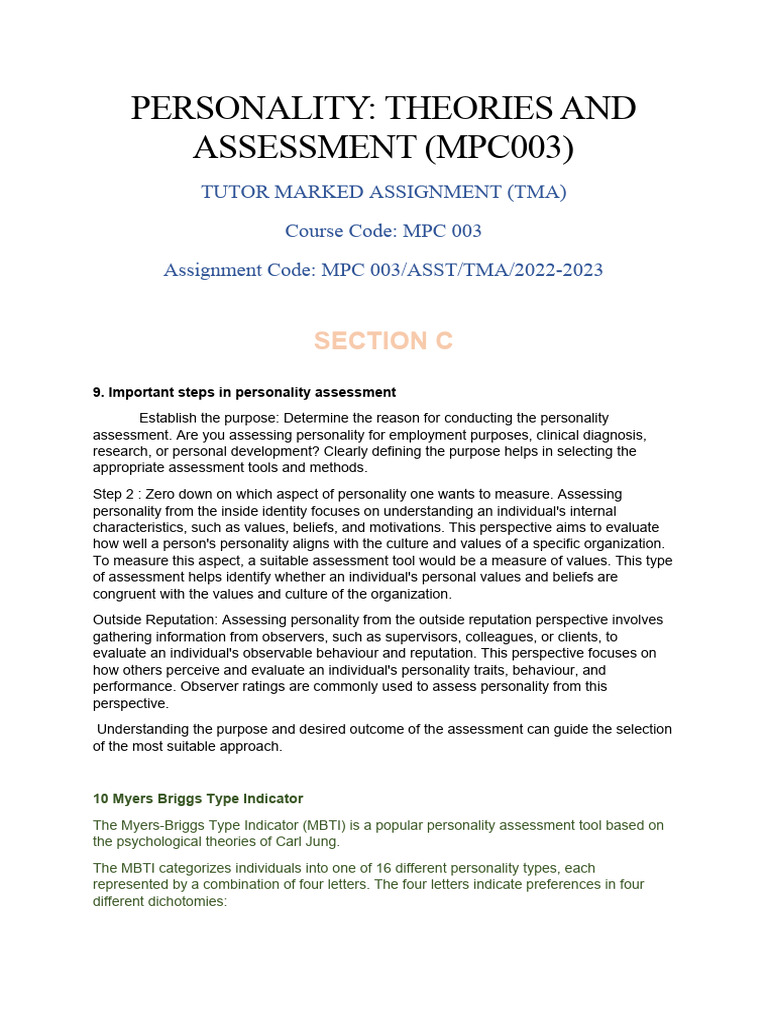 Personality Assessment Insights | PDF | Validity (Statistics ...