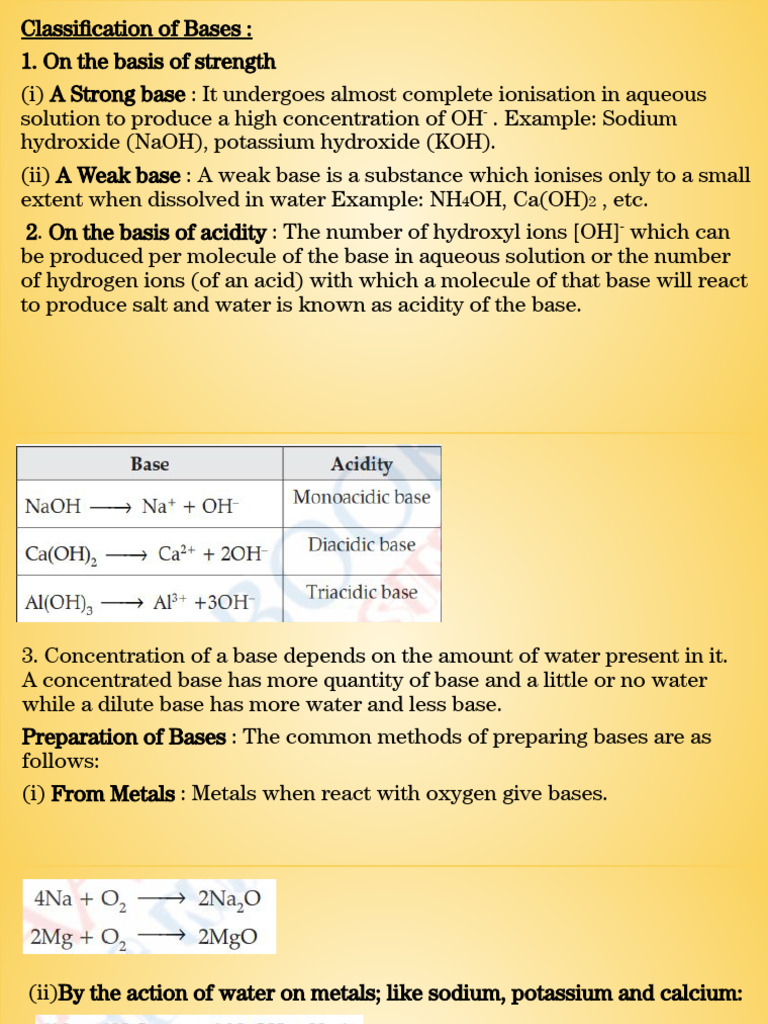 Understanding Bases: Types, Properties, Uses | PDF | Ph | Hydroxide