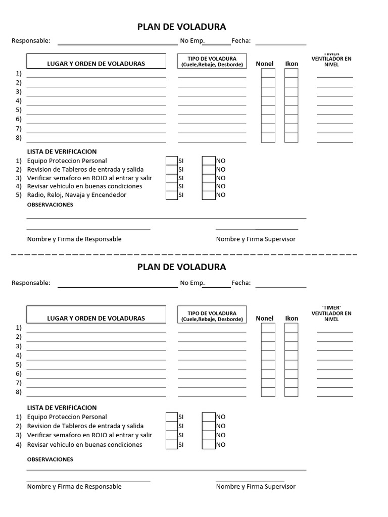 Plan de Voladura | PDF