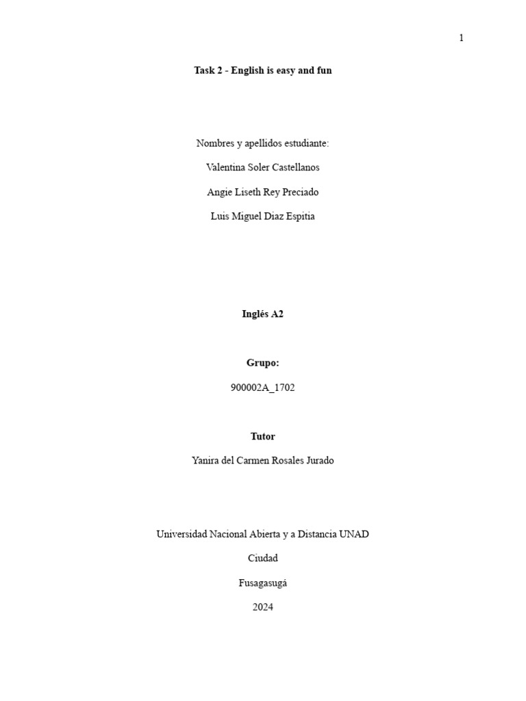 Ingles - Task 2 - Writing Task | PDF | Diana