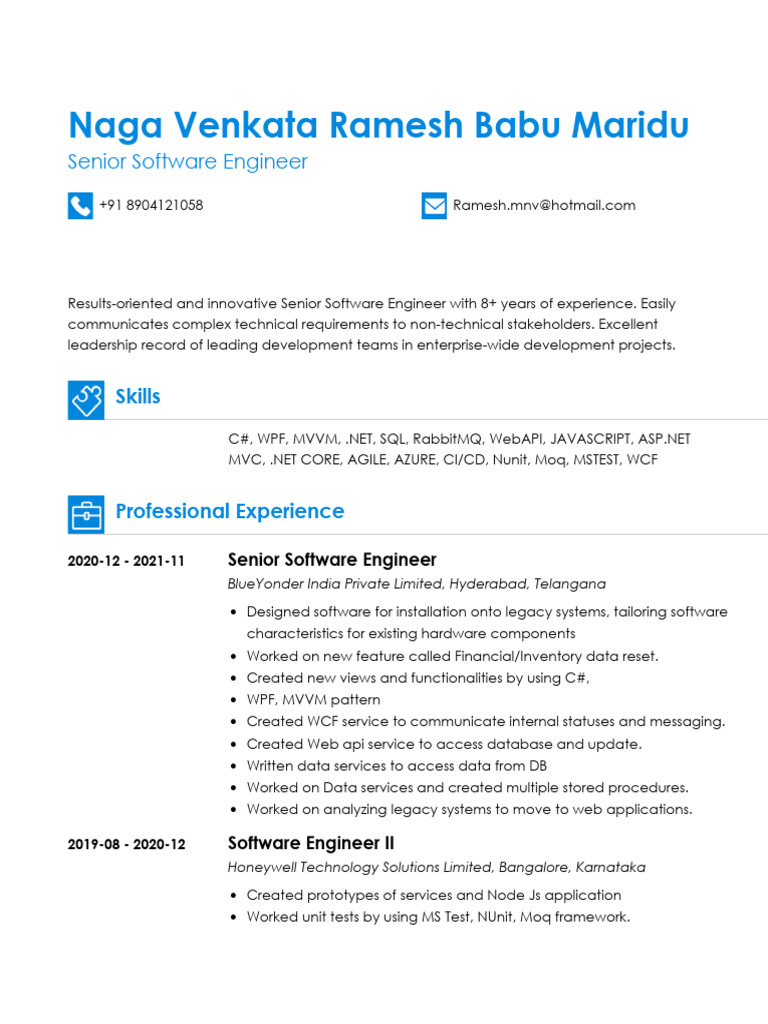 Ramesh Babu 6.5yrs C# WPF ABB Bangalore | PDF | Unit Testing | Windows ... Ramesh Babu 6.5yrs C# WPF ABB Bangalore | PDF | Unit Testing | Windows ...
