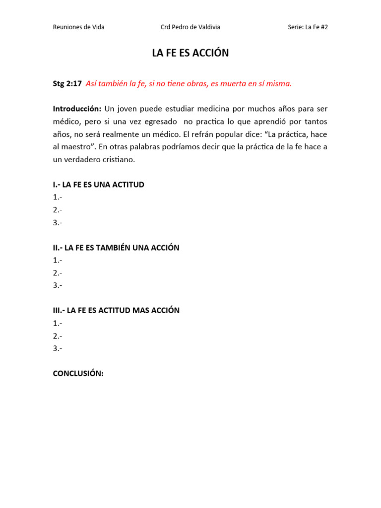 La Fe: Actitud y Acción en Cristianismo | PDF | Salud y bienestar ...
