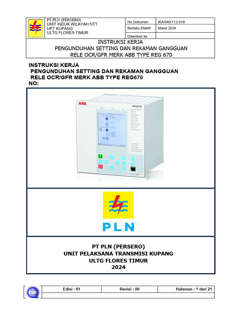 Panduan Setting Rele ABB REG670 | PDF