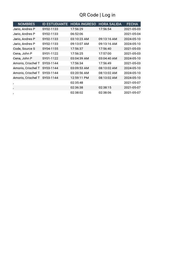 Student Attendance Log with QR Code | PDF | Sports & Recreation ...