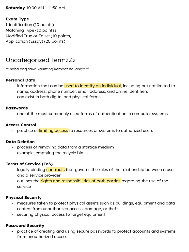 CSE 401 Cybersecurity Midterms Reviewer | PDF | Security | Computer Security