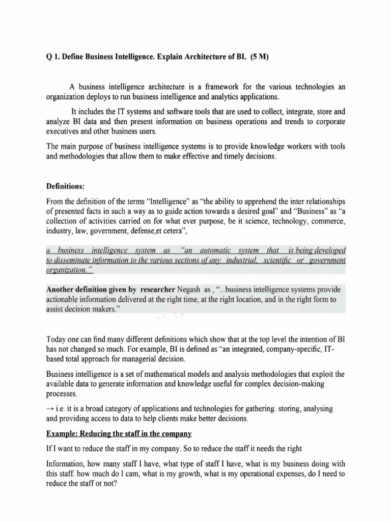 BI Insem Solved | PDF | Business Intelligence | Data Warehouse BI Insem Solved | PDF | Business Intelligence | Data Warehouse