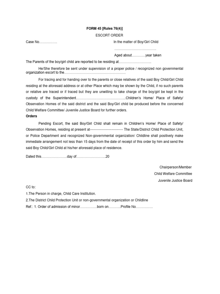 Form 45 Escort | PDF