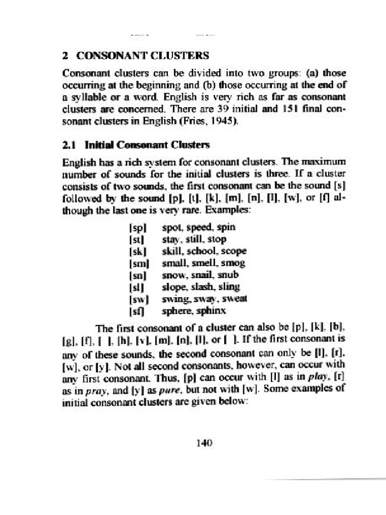 Consonant Clusters | PDF