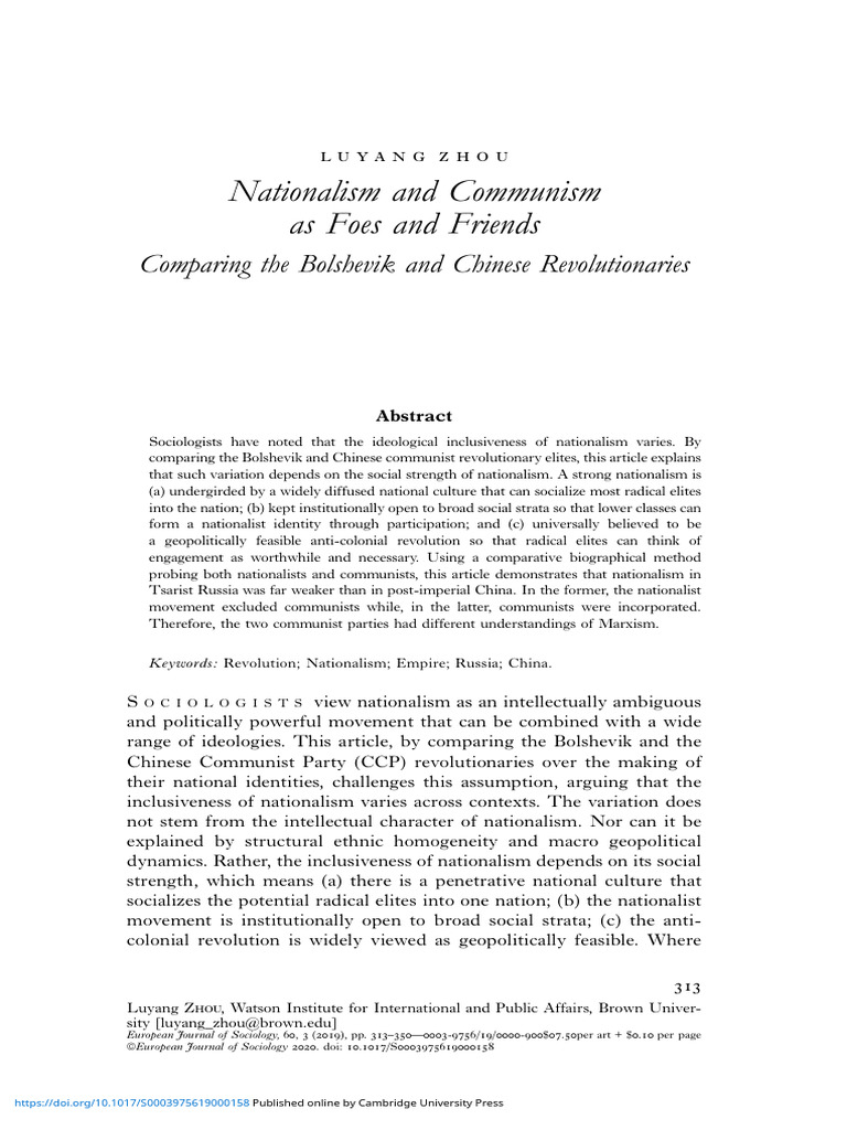 Nationalism and Communism As Foes and Friends Comparing The Bolshevik ...