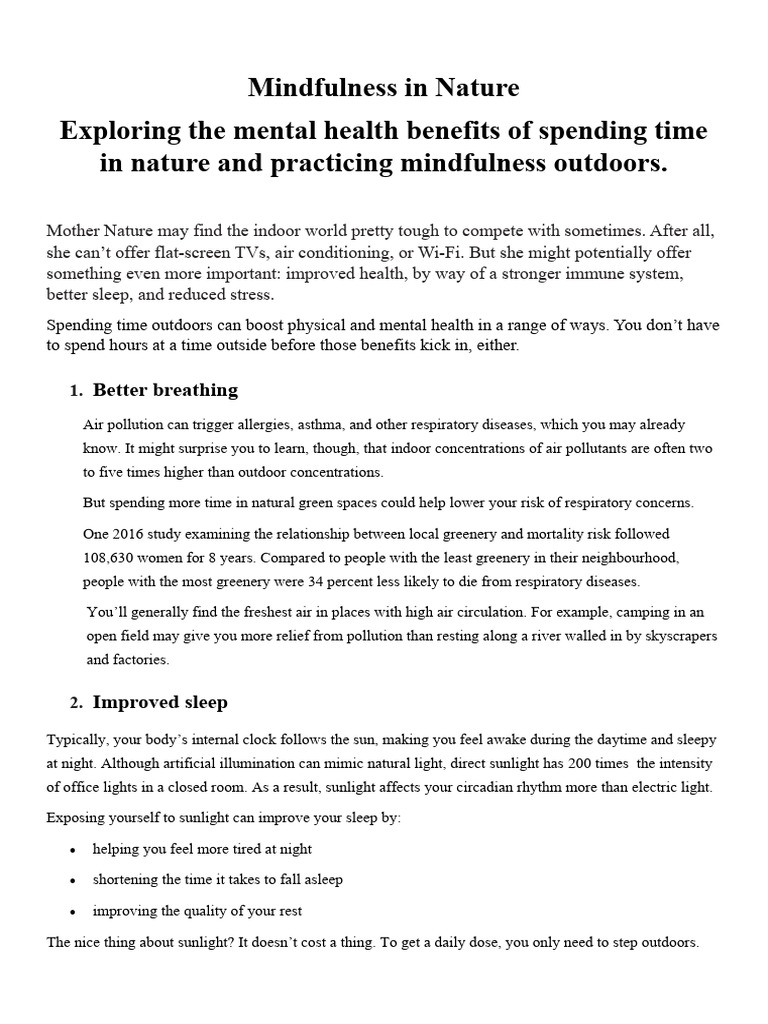 Mindfulness in Nature | PDF | Myopia | Sleep