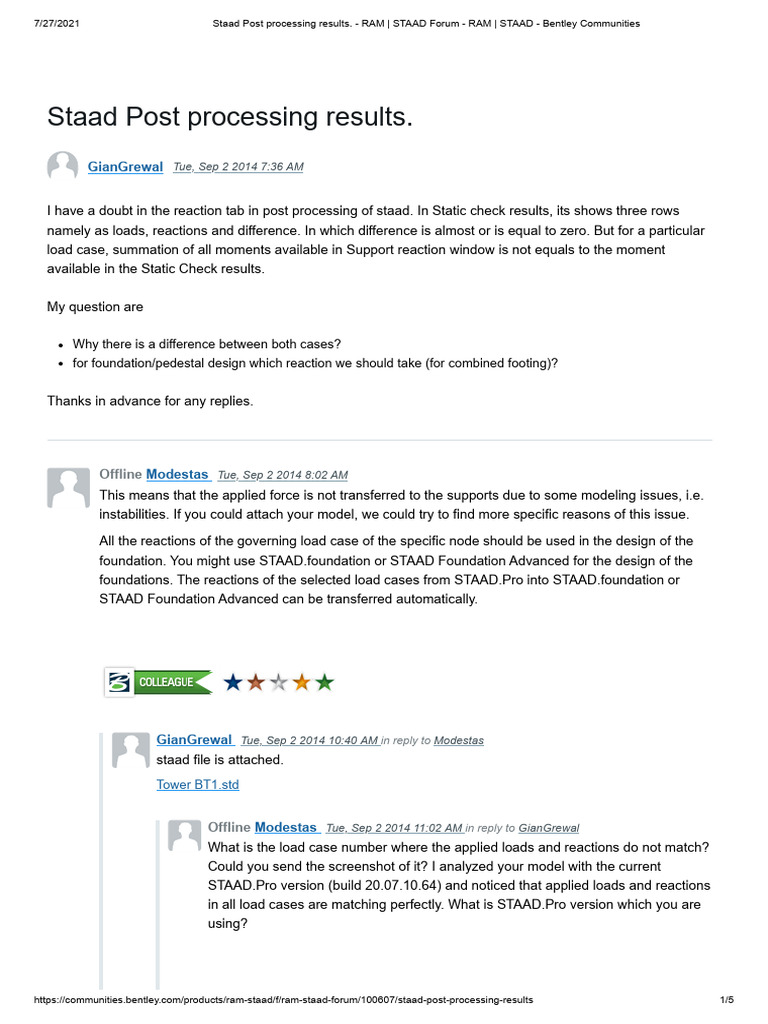 Static Check Methodology in Staad Explained | PDF | Applied Mathematics