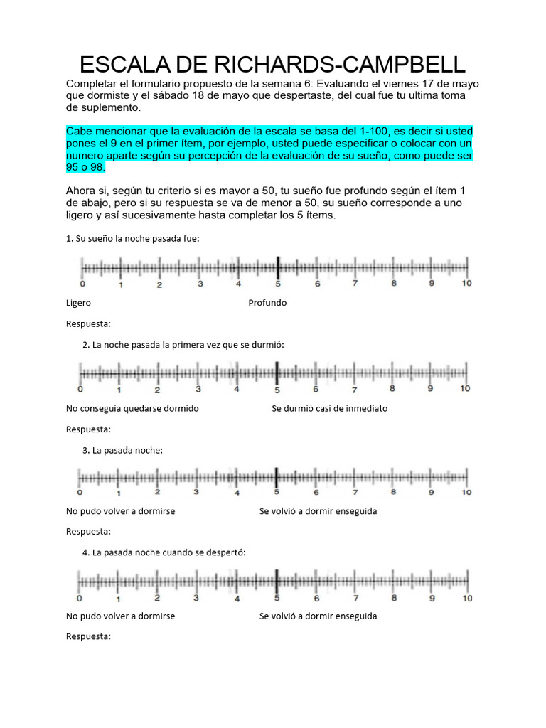 Escala de Richards-Campbell - Autoevaluación - 1 | PDF