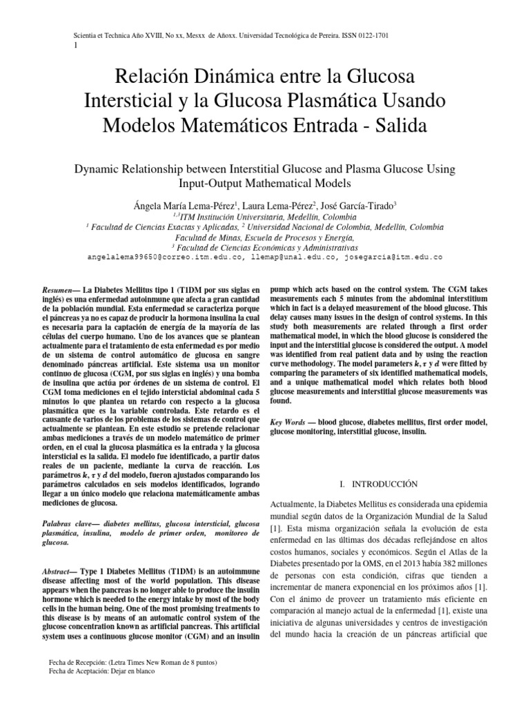 Relación Glucosa Intersticial y Plasmática | PDF