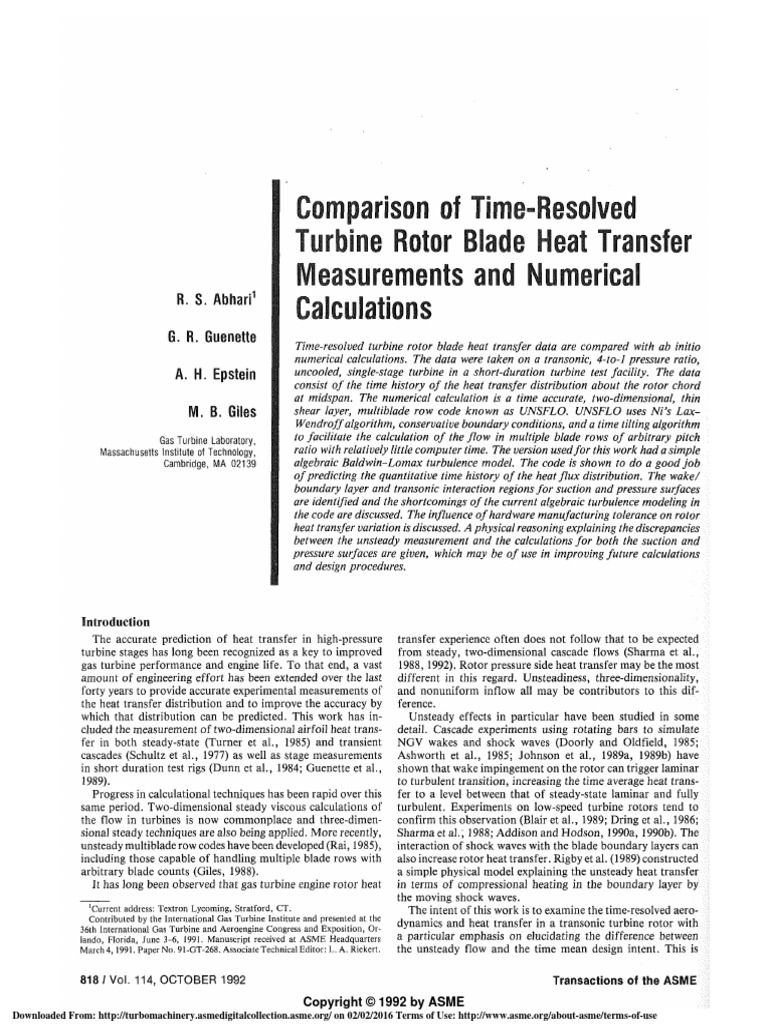 1992 Abhari | PDF | Turbine | Boundary Layer
