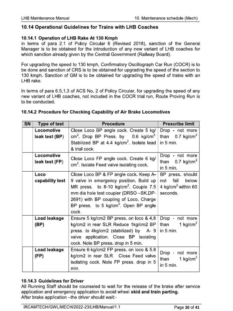 Loco Test For Platform Engineers Use A Per Revised Manual | PDF