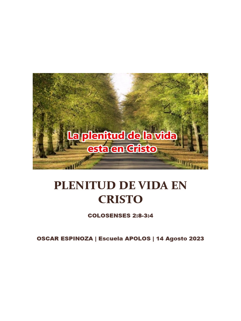Plenitud de Vida en Cristo Oscar Espinoza | PDF | Cristo (título) | Pecado