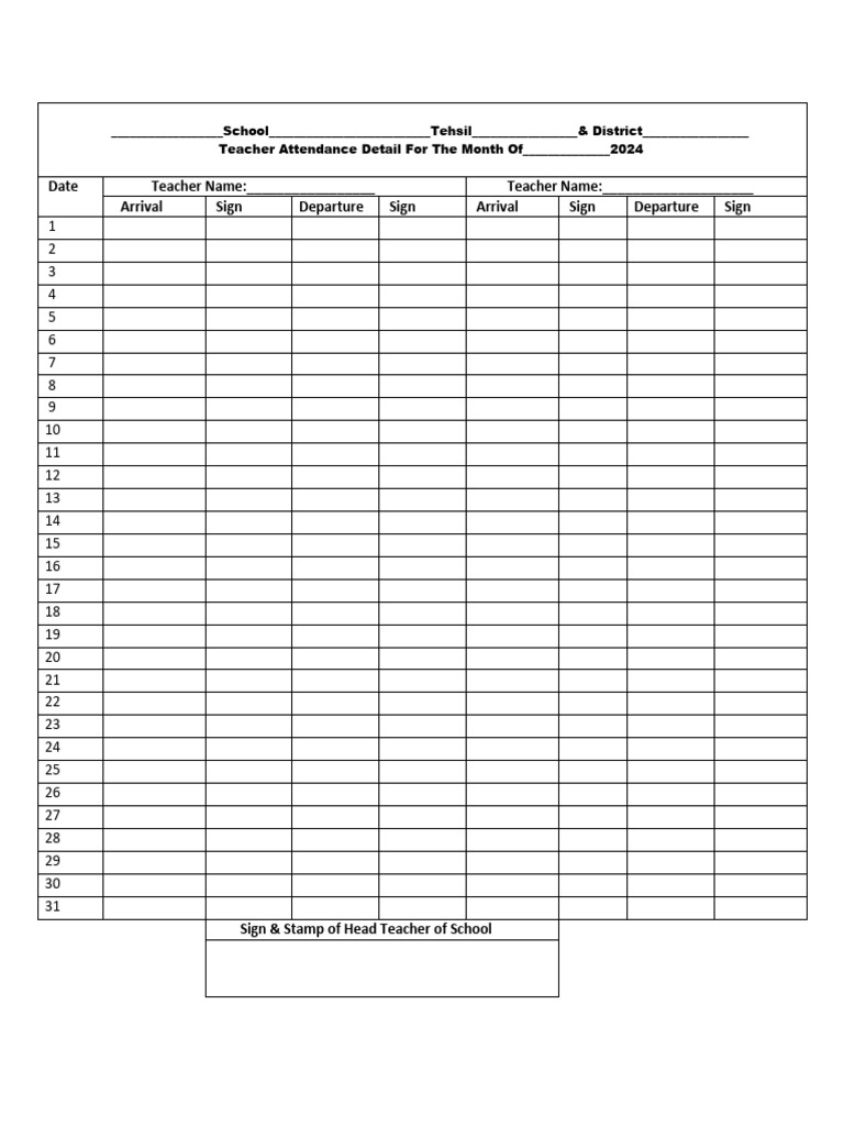 Attendance Record For Teaching Practice.. CRT | PDF