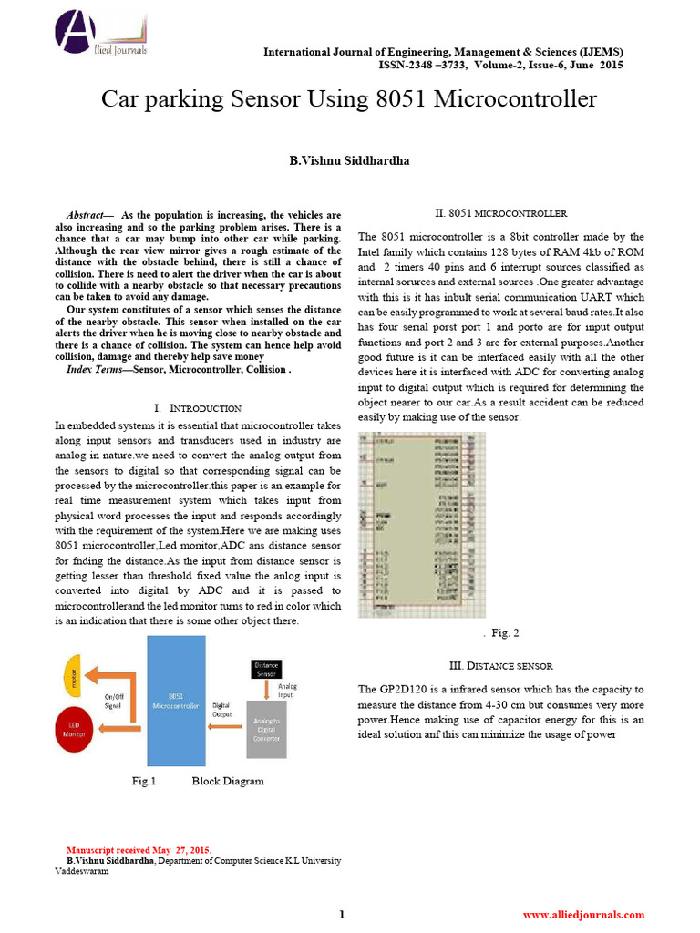 Car Parking Sensor Using 8051 Microcontr | PDF | Analog To Digital ...