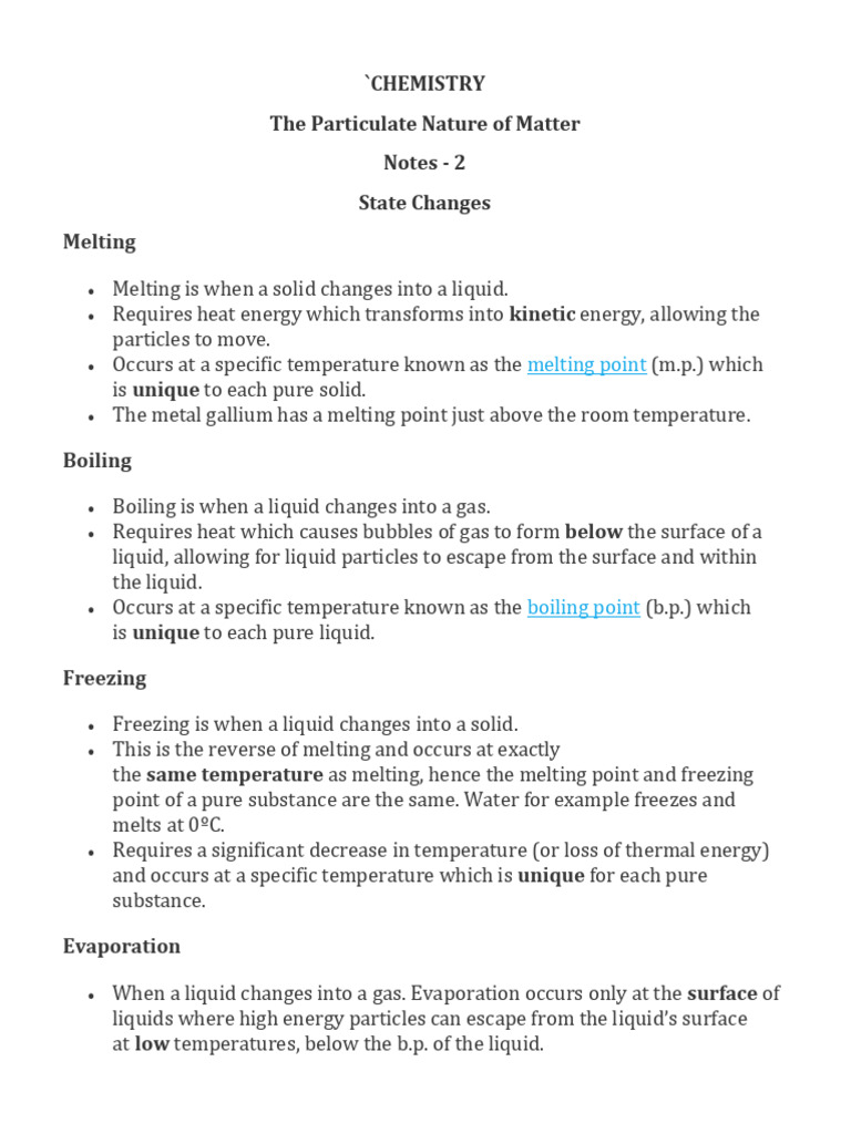 Notes 2 - Particulate Nature of Matter | PDF | Gases | Liquids
