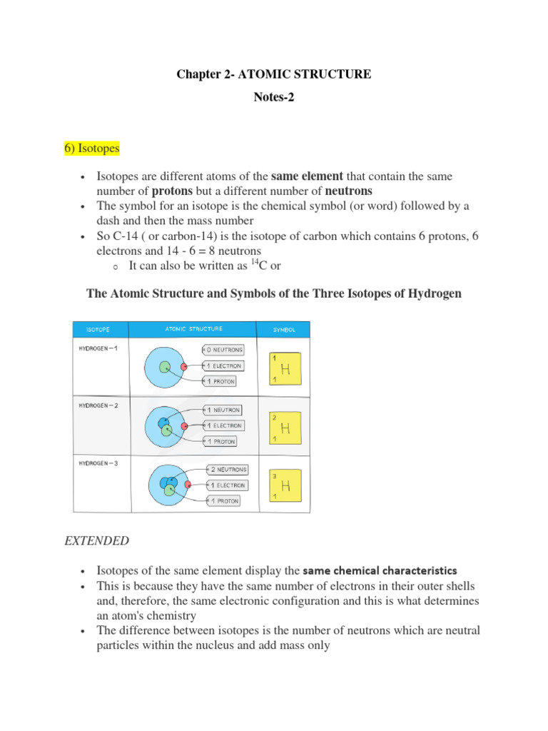 Chapter 2 Notes-2 | PDF | Atoms | Isotope